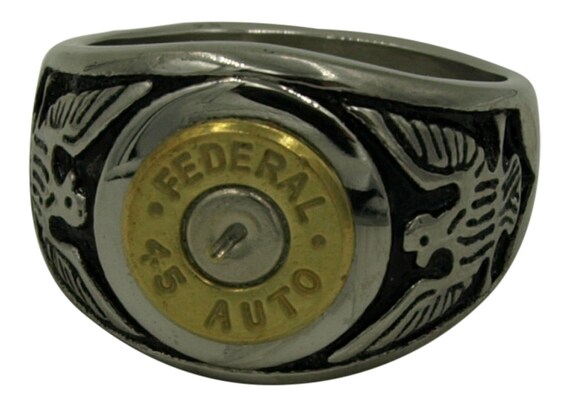 Handmade Stainless Steel 44 Mag Bullet Ring with