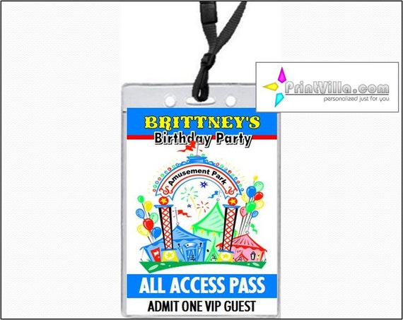 Amusement Park VIP Pass Birthday Party by PrintVillaInvites
