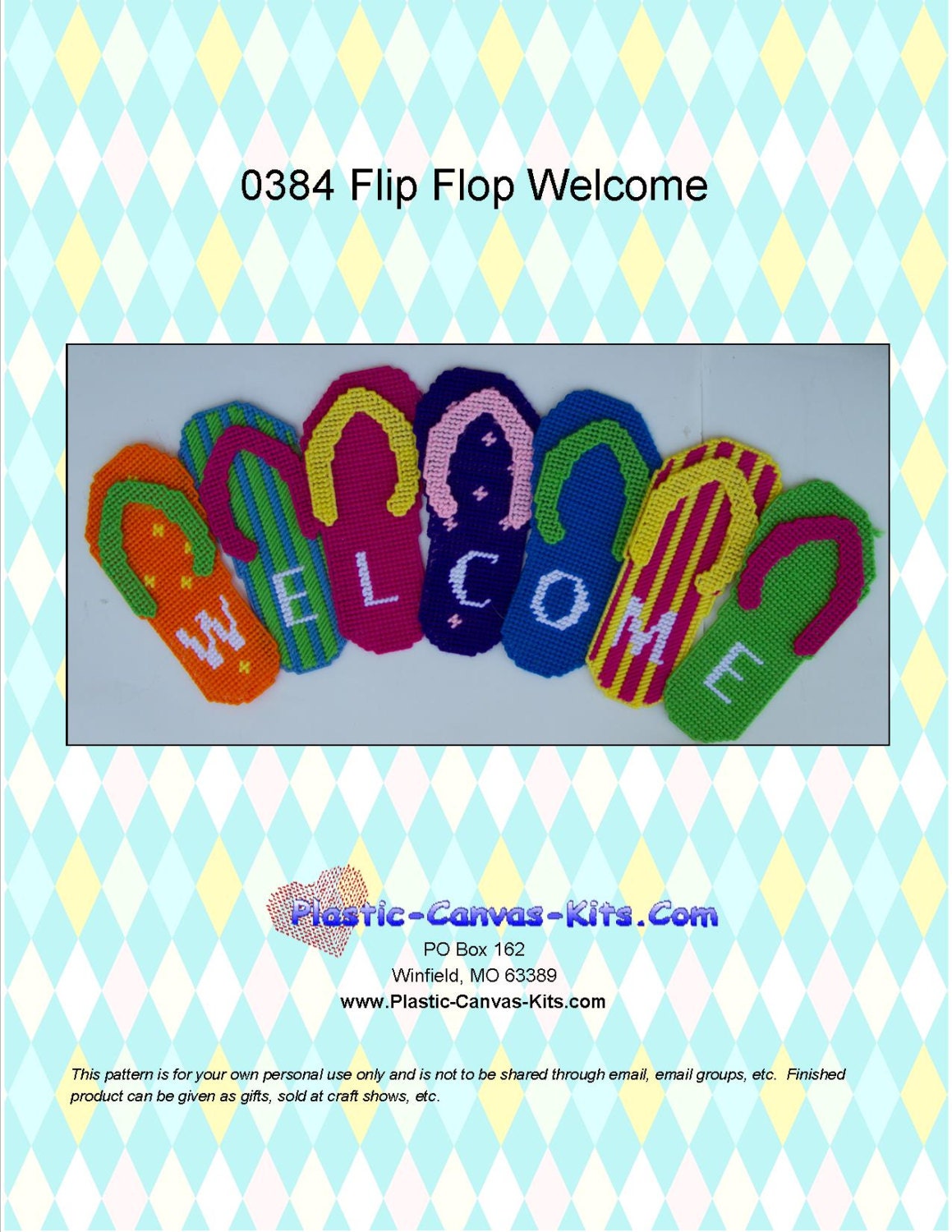 Flip Flop Welcome Sign-Plastic Canvas Pattern-PDF Download