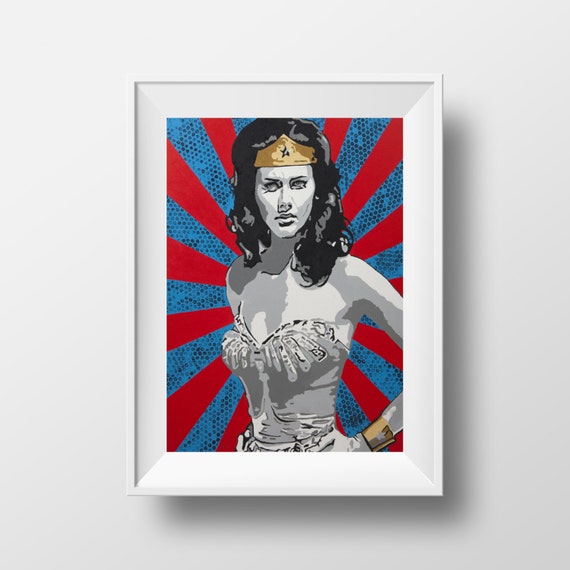 Vintage Wonder Woman Pop Art Acrylic Art Print Giclee Print