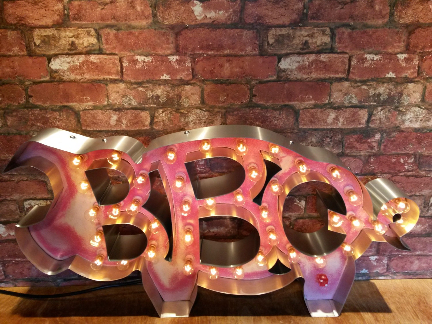 Marquee light up sign 'BBQ PIG'