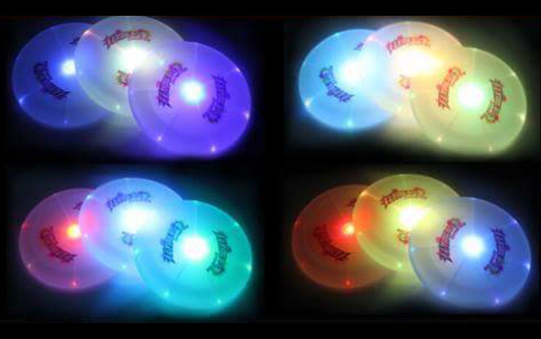 LED Frisbee This light up frisbee glows in the dark when