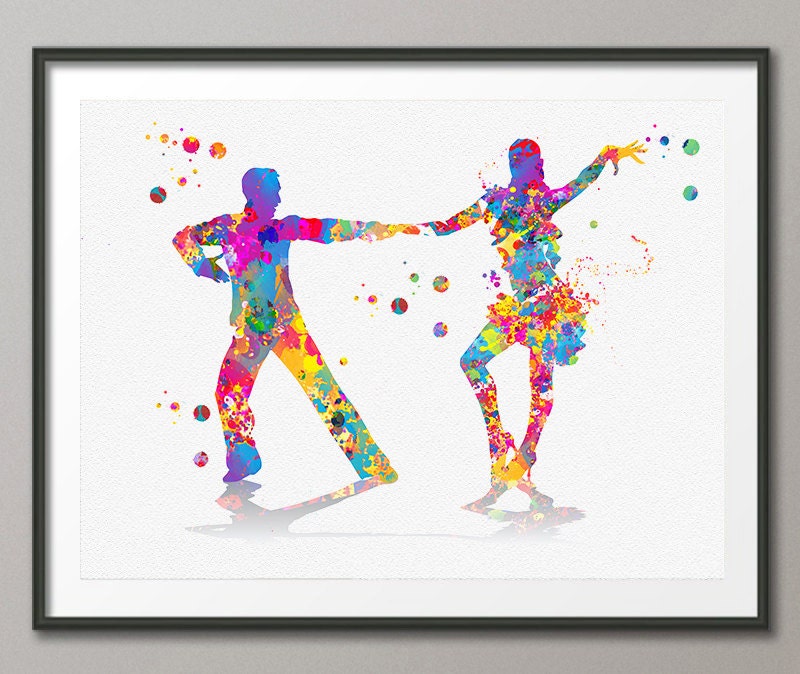 Salsa Dance Watercolor Print couple dancing salsa giclee