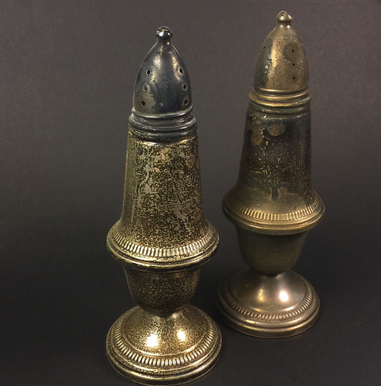 Antique Sterling Salt And Pepper Shakers By Crown With Original Patina ...
