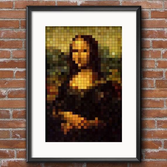 Items similar to MONA LISA Pixel Art Print Poster - Pixelated Artwork ...