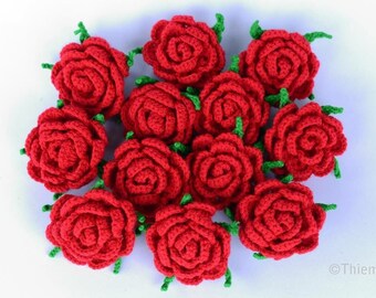 Crochet red rose | Etsy