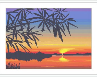 Sunset cross stitch | Etsy
