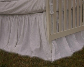 Crib bed skirts Dust ruffle White or ivory shabby chic