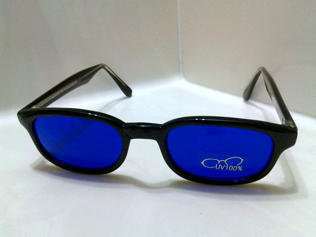 Vintage 80s 90s Colored Sunglasses Blue Lenses Black Frames Deadstock ...