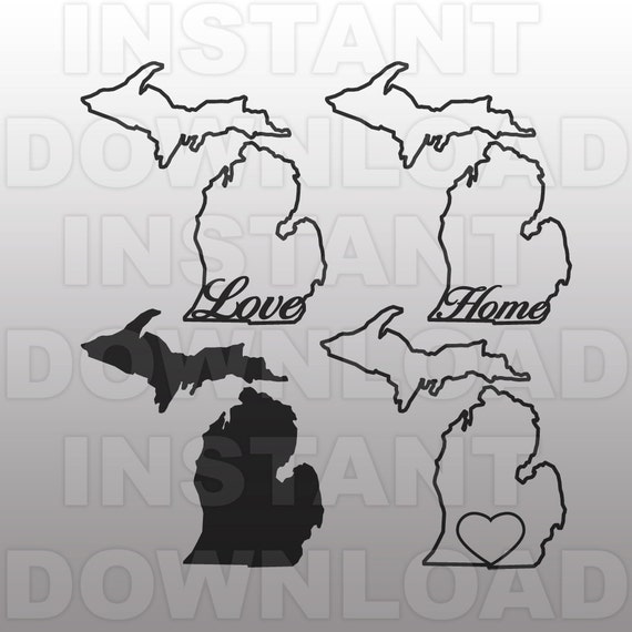 Michigan Home SVG File-Cutting Template-Vector Clip Art for