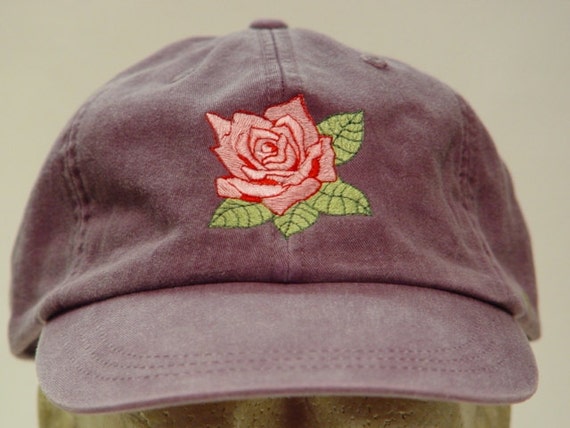 PINK ROSE June Flower of Month Hat Embroidered Women Garden