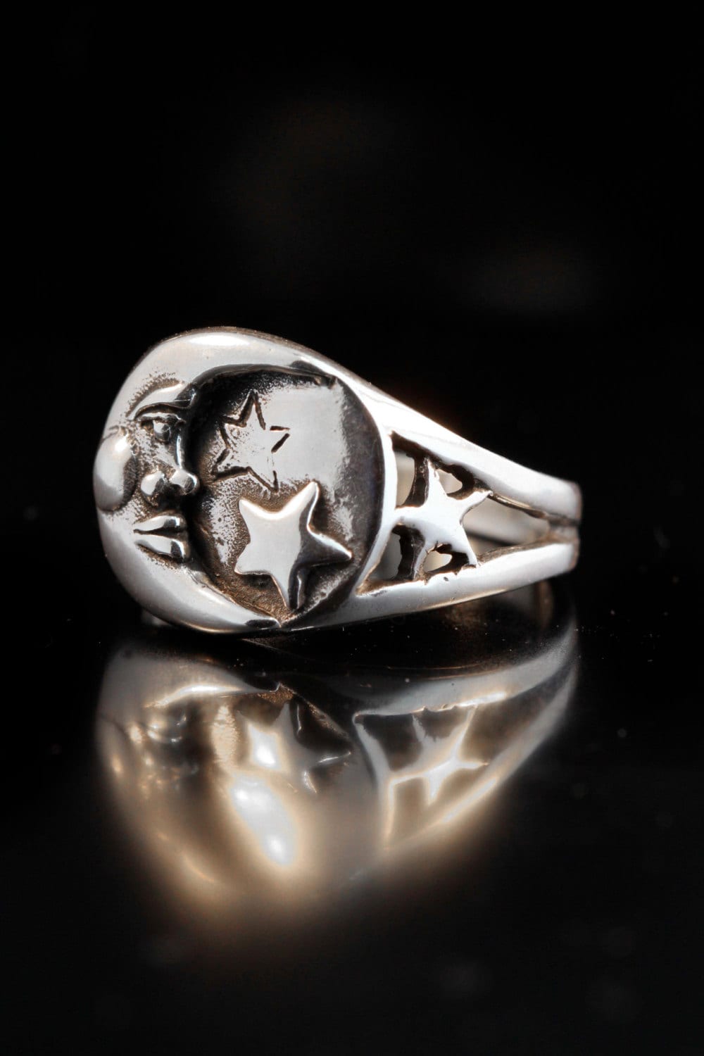 Moon Ring Star Ring Silver Moon and Star Ring Celestial Ring