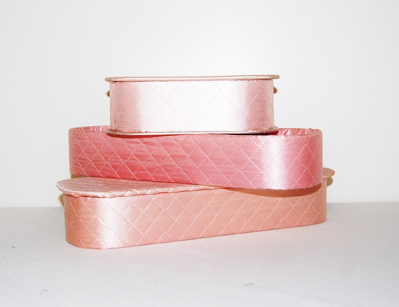 Vintage Satin Quilted Boxes for Jewelry / Hosiery / Hankies Etc ...