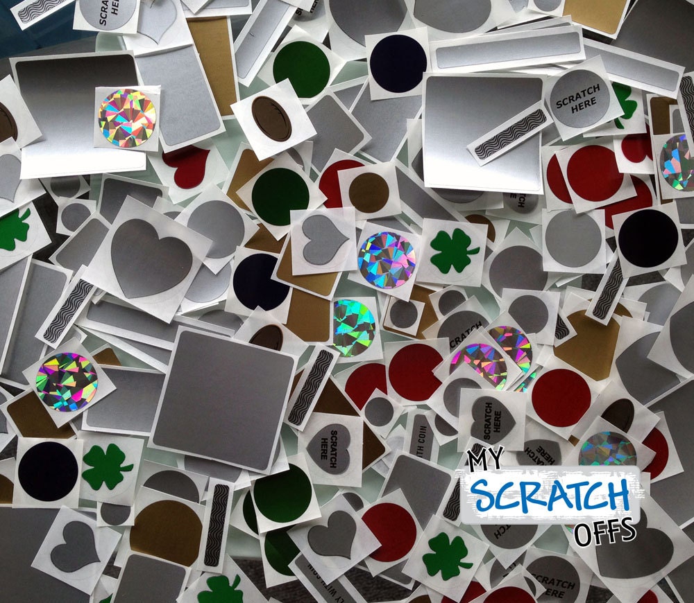 Scratch Off Stickers 50 Silver 1 inch Heart scratch-off labels