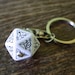 D20 dice keychain elf runes elvish die black white fantasy