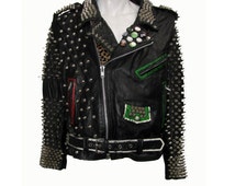 Popular items for punk leather jacket on Etsy