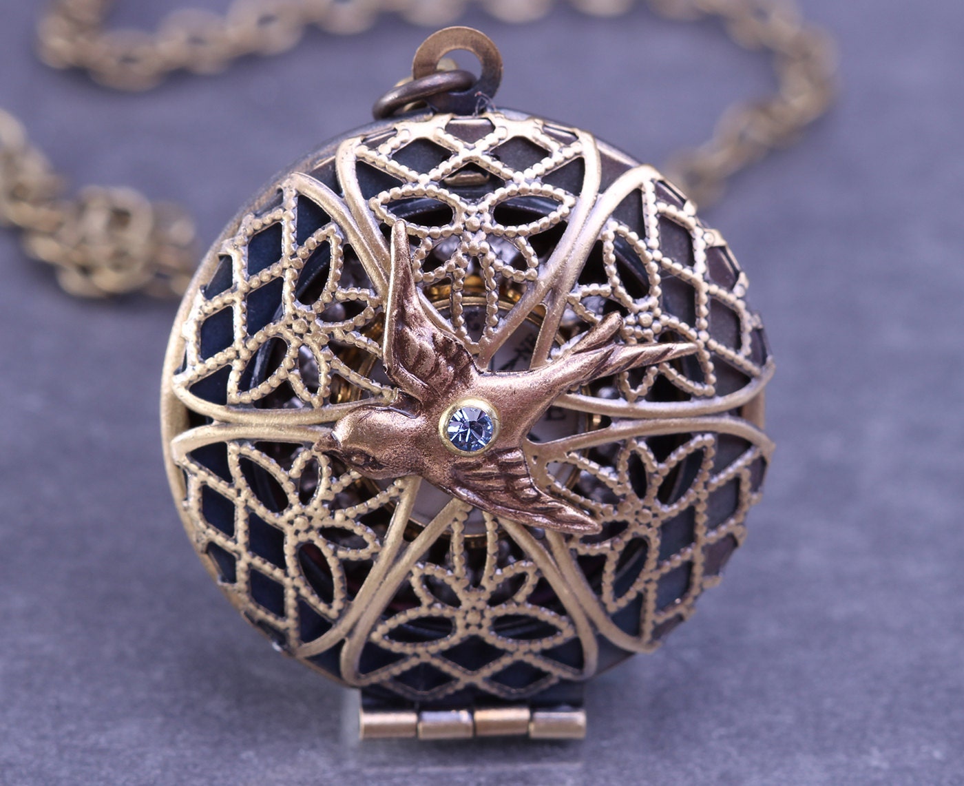 Working Compass Locket Compass Necklace Follow by DesignsBloom