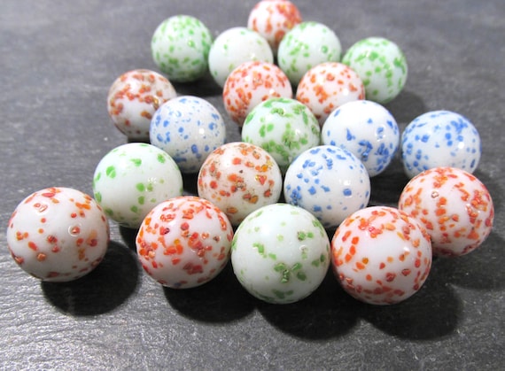Speckled Glass Marbles Vintage Twenty Five 25 Assorted By Punksrus