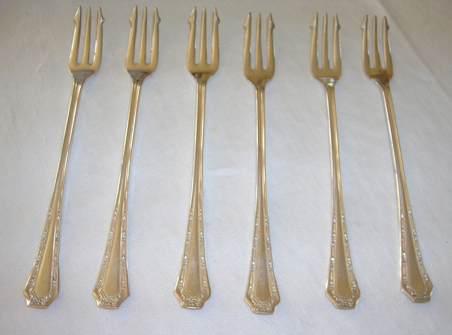 6 Vintage Alpha Cocktail Seafood Flatware Forks By Fairfield ...