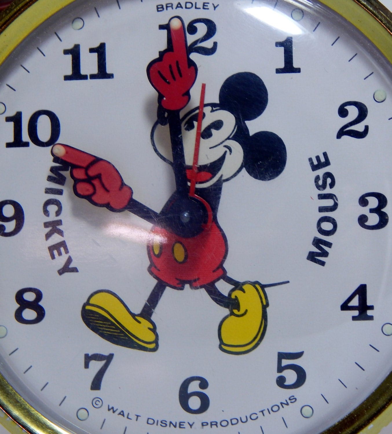 Vintage Old Mickey Mouse Alarm Clock Walt Disney Productions