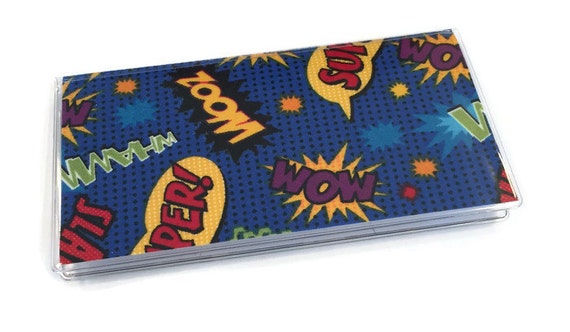 Checkbook Cover Comic Words by BostonLinz on Etsy