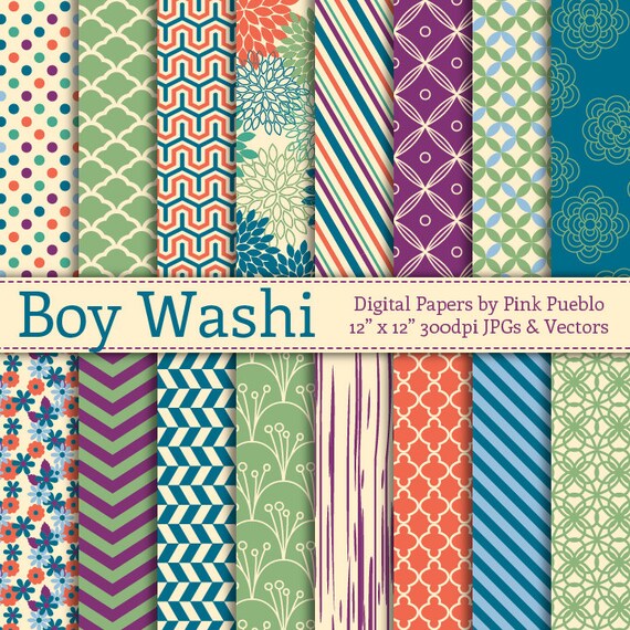 Boy Washi Digital Scrapbook Paper Boy Scrapbooking