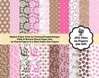 Flowers Daisy Scrapbook Paper Floral Digital Paper Pack
