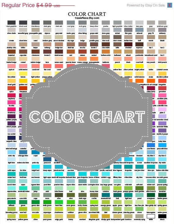 ON SALE Color Chart by YassisPlace on Etsy