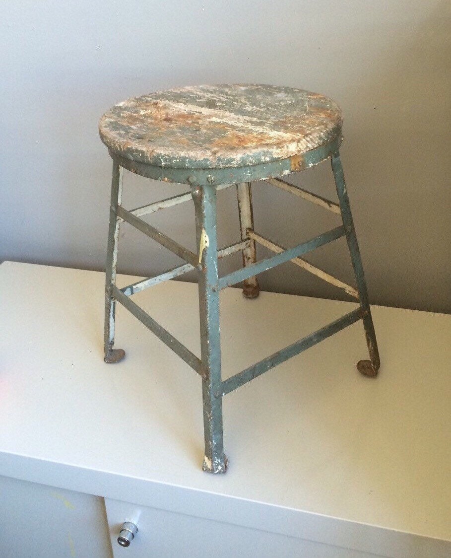 Vintage Industrial Wood and Steel Steampunk Stool – Haute Juice