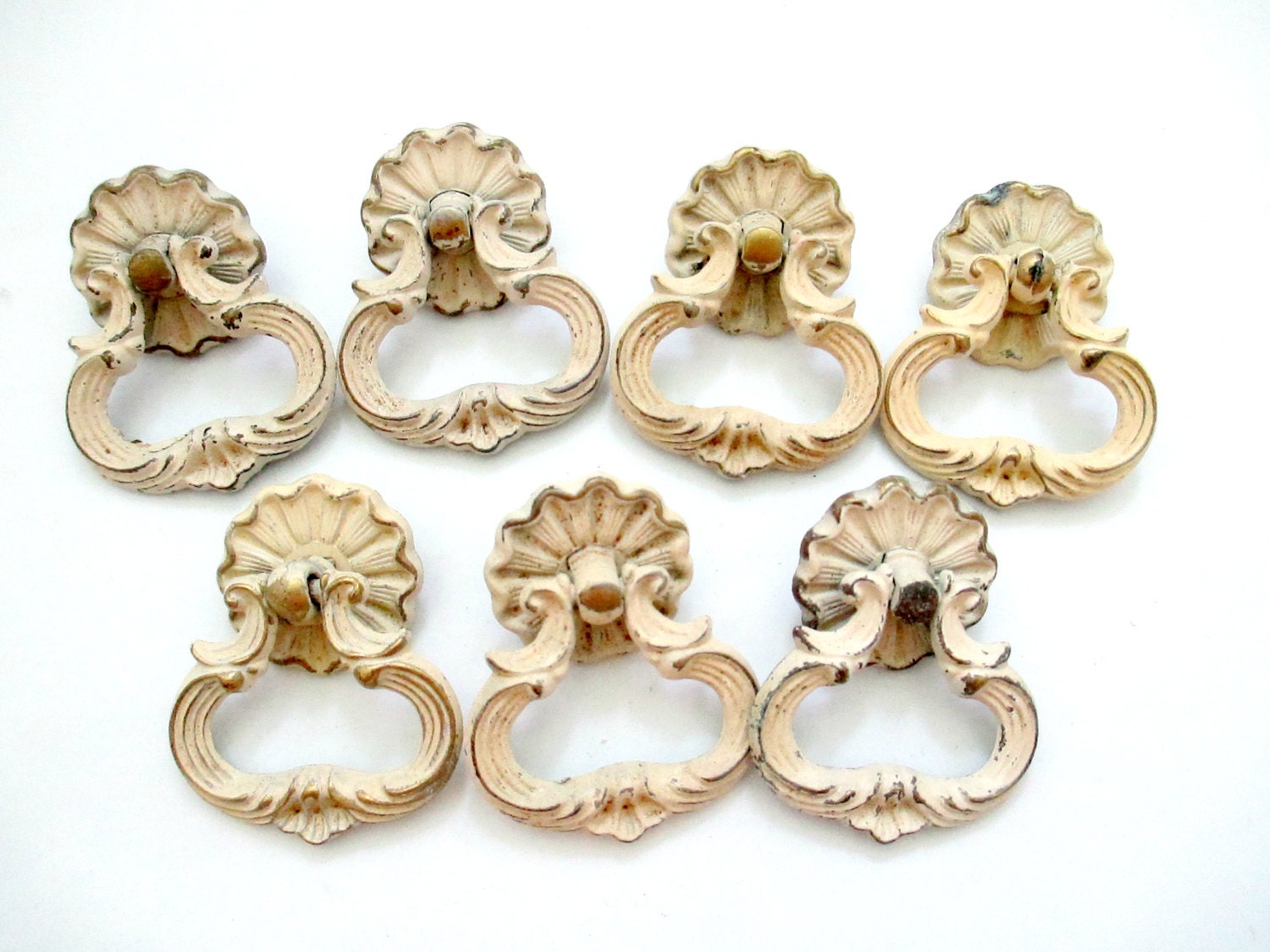 7 vintage French Provincial drawer knobs or pulls – ornate handles for ...