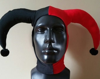 Red black jester hat | Etsy