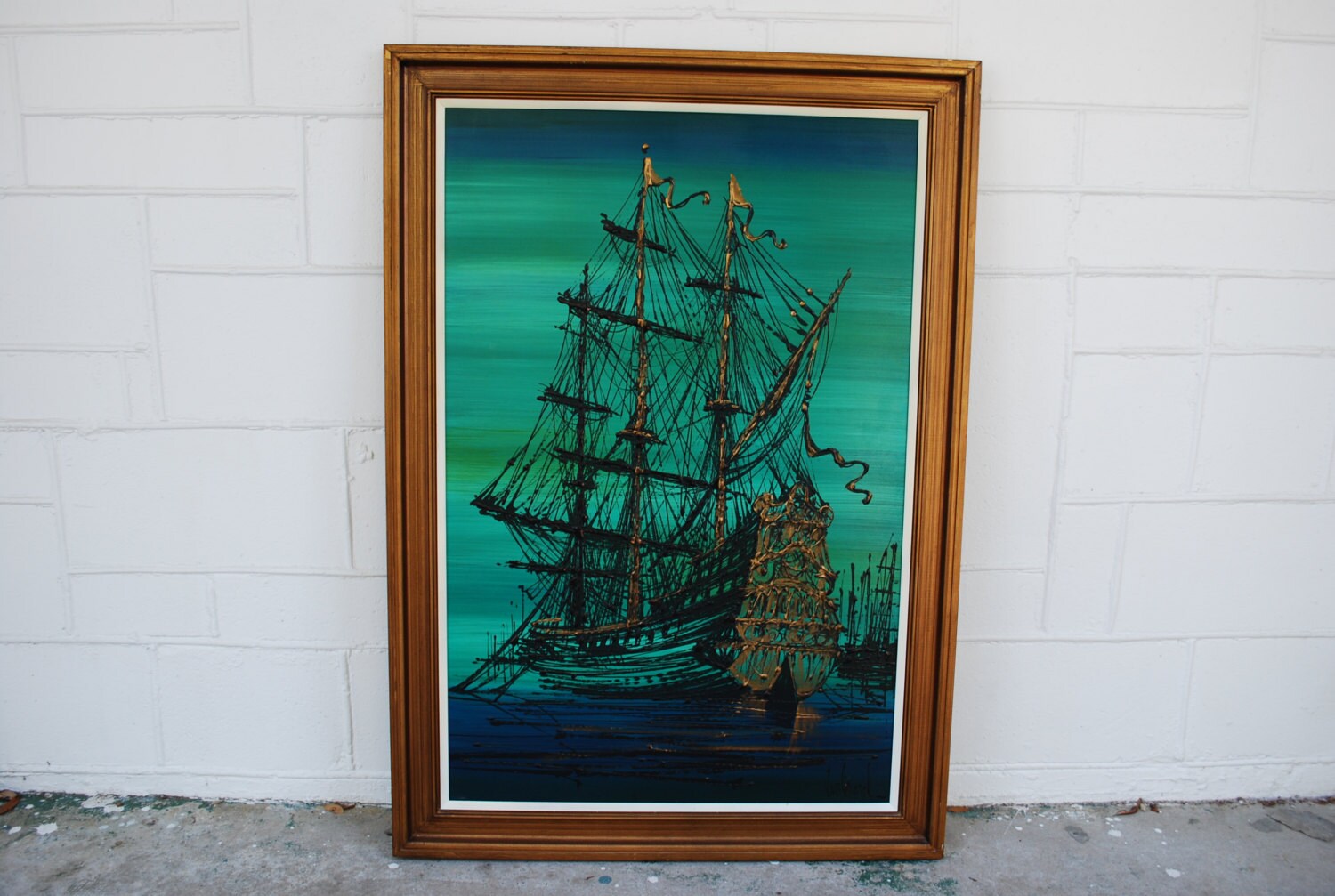vintage framed Van Gaard Oil Painting 1960's Spanish