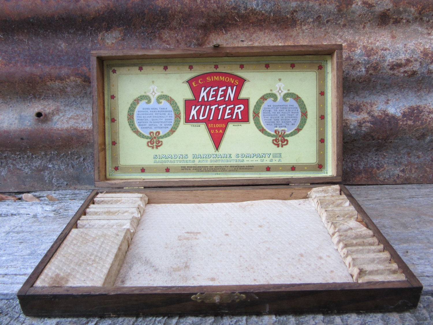 Antique Wood Tool Box Dovetailed Early 1900s KEEN KUTTER E.C. Simmons ...