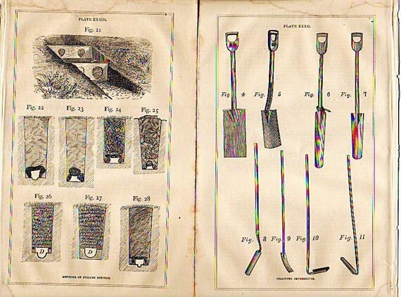 Farm Tools 5 prints from 19th century by artsagclassicnature