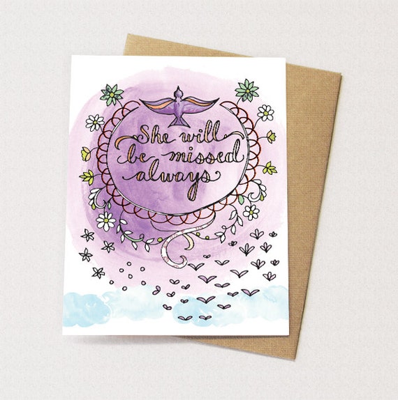 Sympathy Card she will be missed Sympathy for female