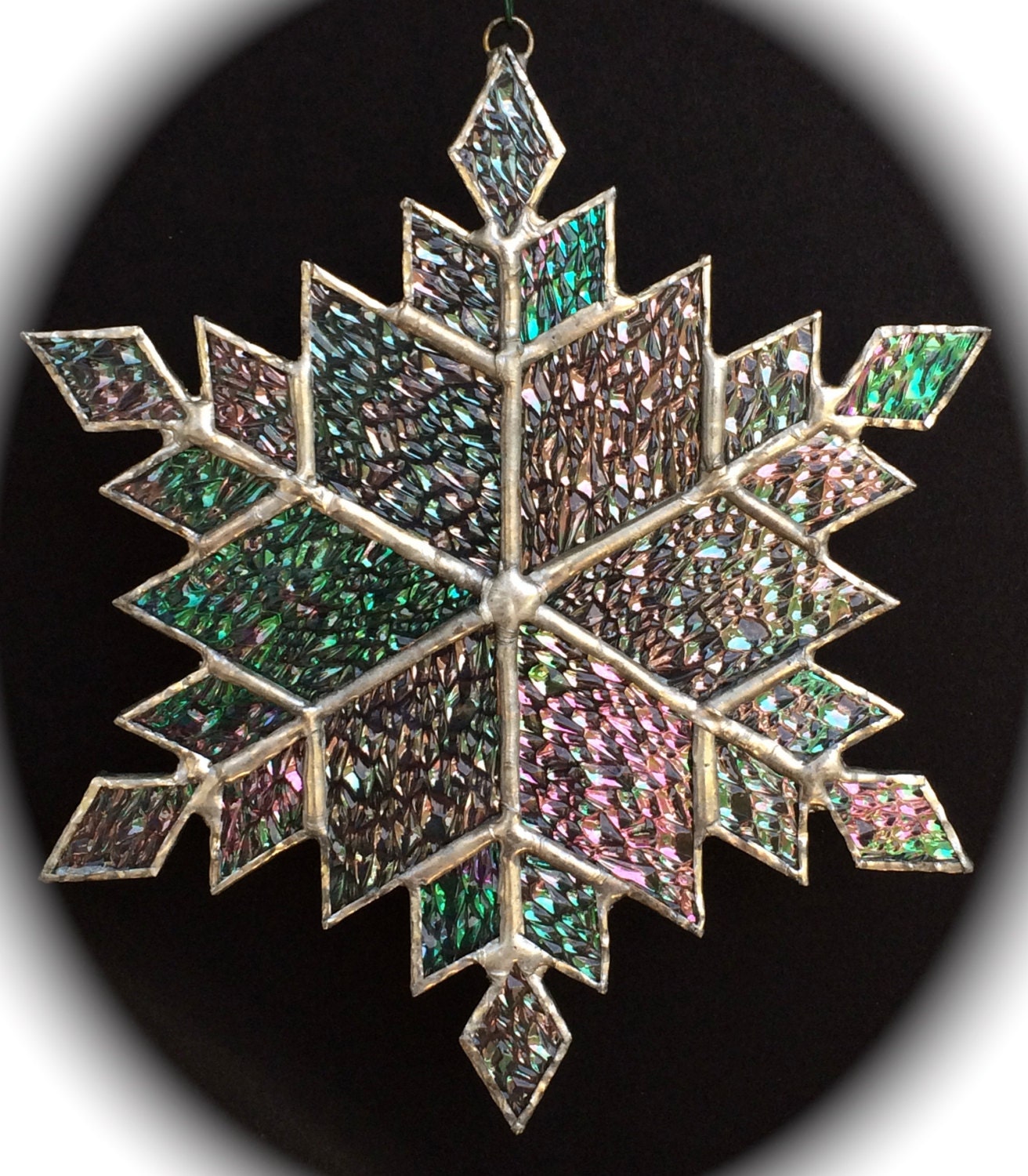 Stained Glass Snowflake Suncatcher Design 9C