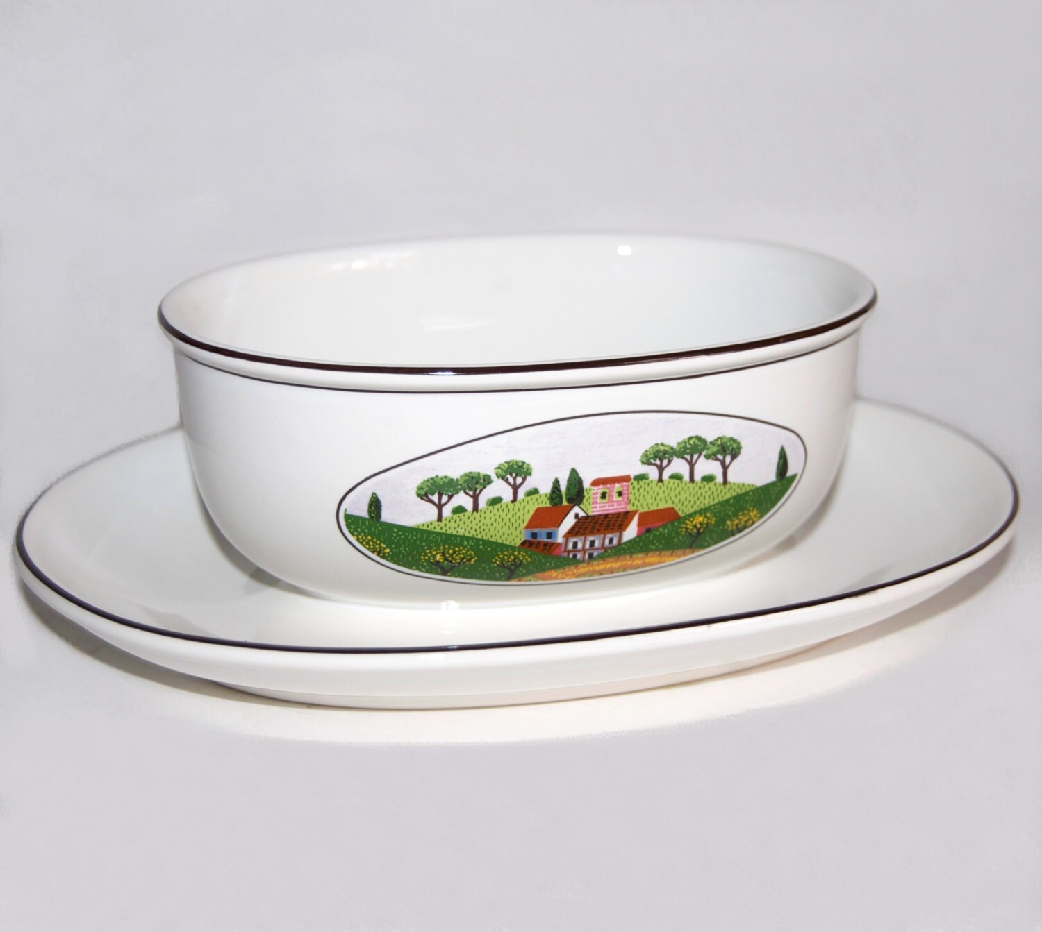 Villeroy & Boch Design Naïf Gravy Bowl with Underplate Vintage Folk Art ...