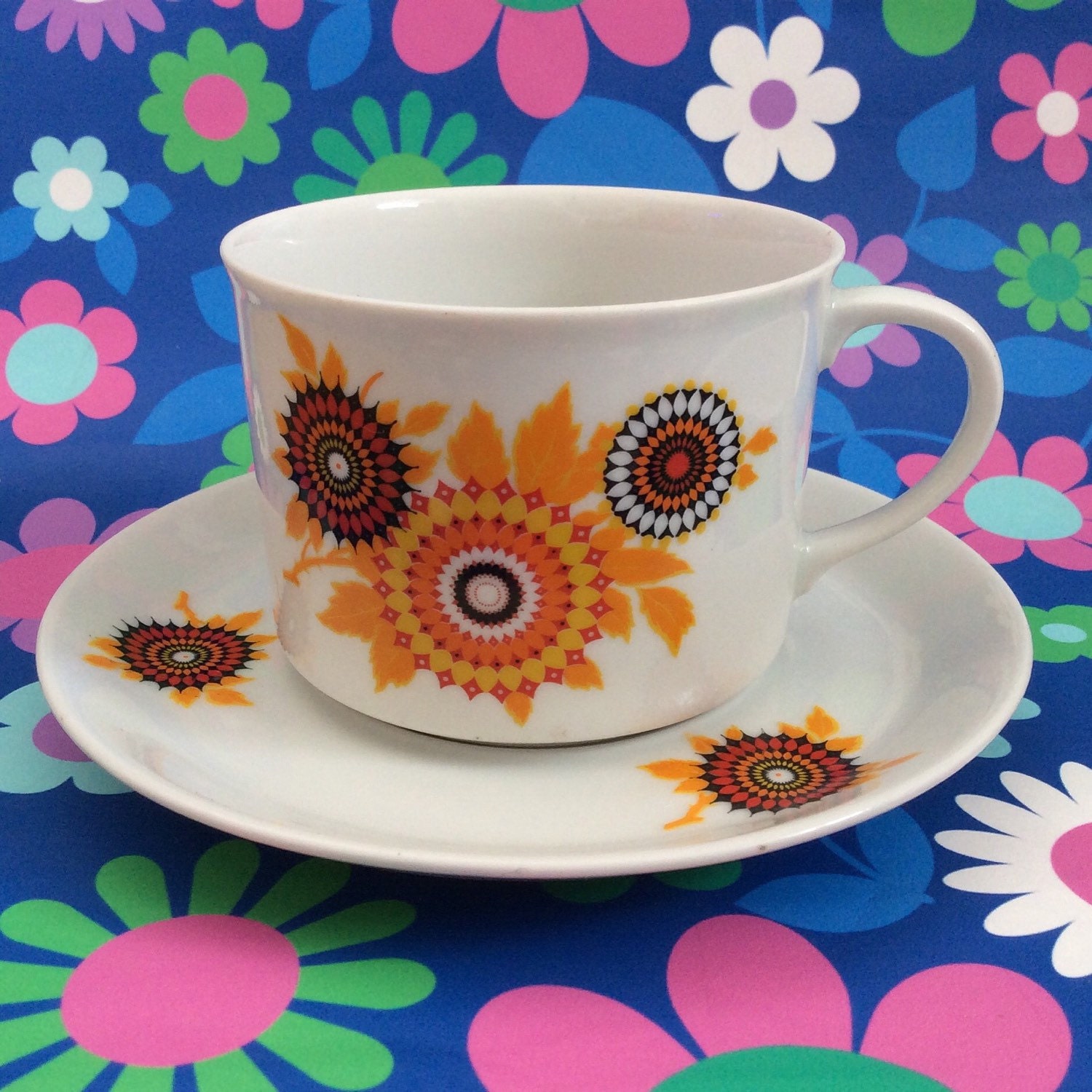 Floral Bavarian China Mid Century Teacup and Saucer – 1970s Modflowers ...