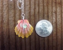 large maui sunrise shell necklace with gem 18" sterling silver (.925)