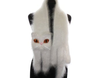 Knitted Scarf / British Blue Cat / Fuzzy Soft Scarf / by TaniaSh