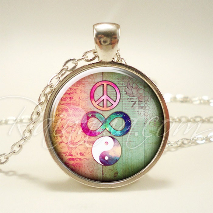 Bohemian Peace Infinity Yin Yang Necklace Hipster by rainnua