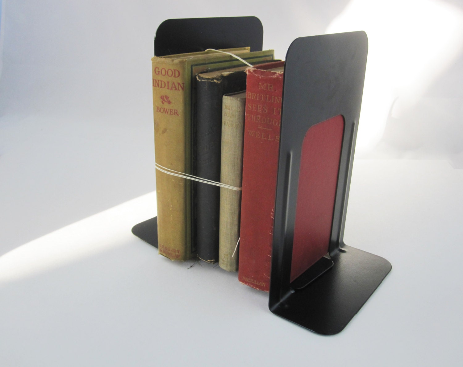 9″ Tall Black Metal Bookends – Office – School – Industrial – Retro 60s ...