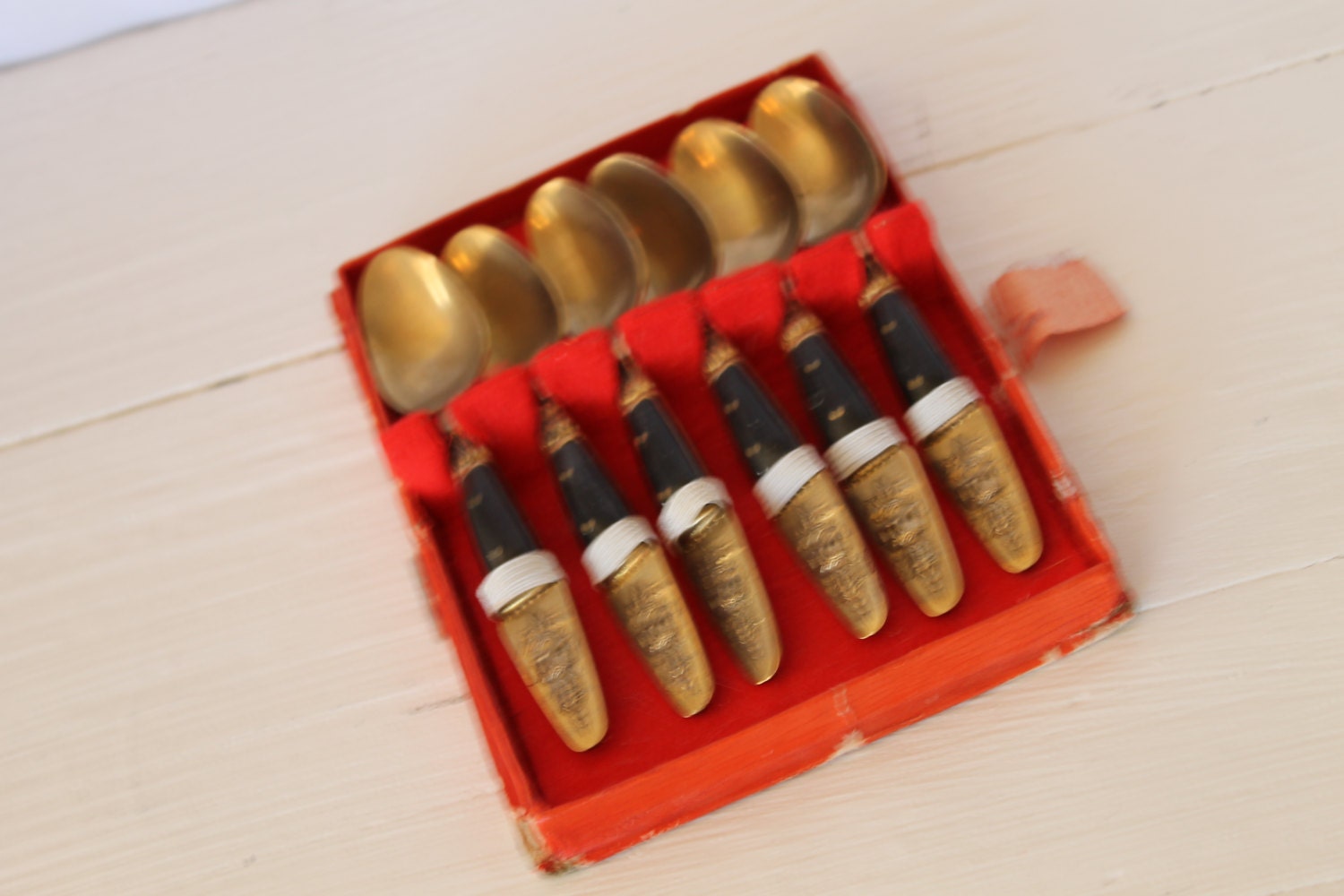 Vintage Set of 6 SIAM Brass and Wood Tea Spoons Made in Thailand ...
