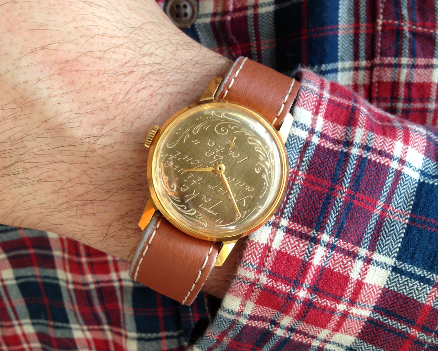 Vintage gilded Watch Soviet watch Personalized watch – Your own text ...