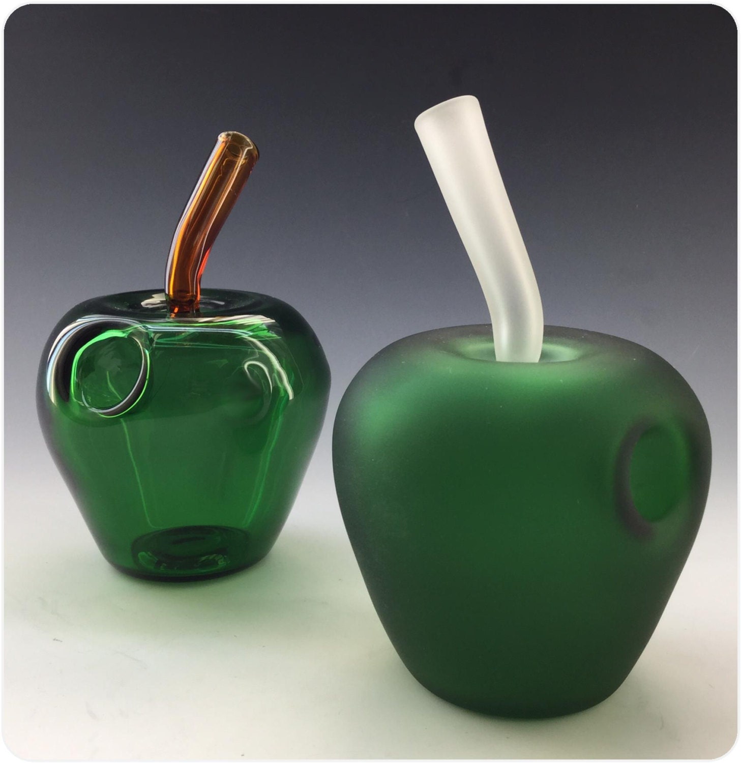Apple Glass Tobacco Pipe Q104 by ApolloGlassworks on Etsy