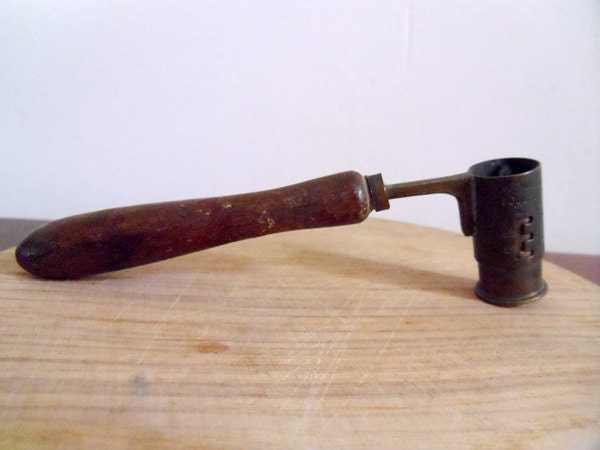 Gun cartridge shot measure Antique French bronze and wood Powder and ...