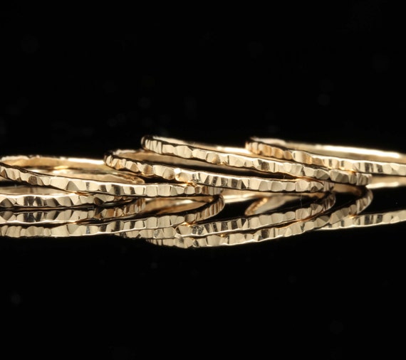 Gold Stacking Rings Sold Per Ring Hammered Gold Ring Gold