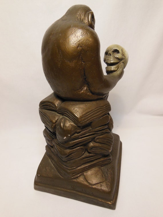 Monkey Ape Holding Human Skull Statue Sculpture Austin