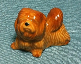 Miniature Ceramic Dog Bulldog Sitting Animal Cute Little Tiny