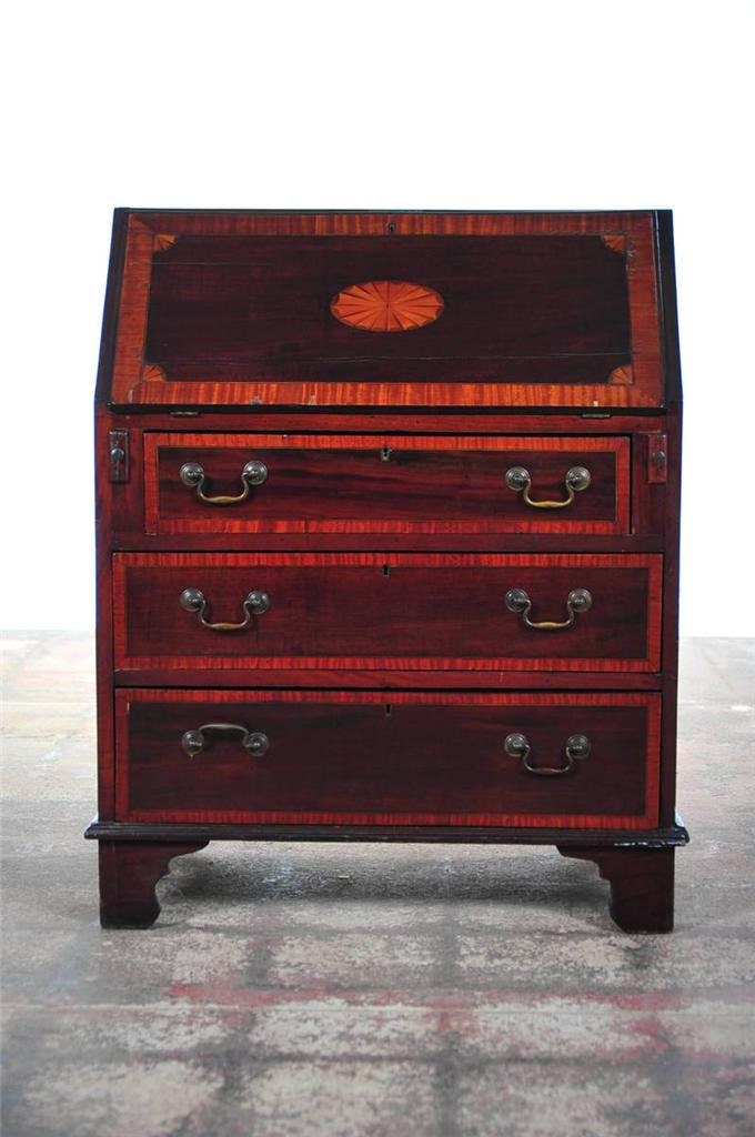19th century “gorgeous” 36″ inlaid Mahogany English drop front ...